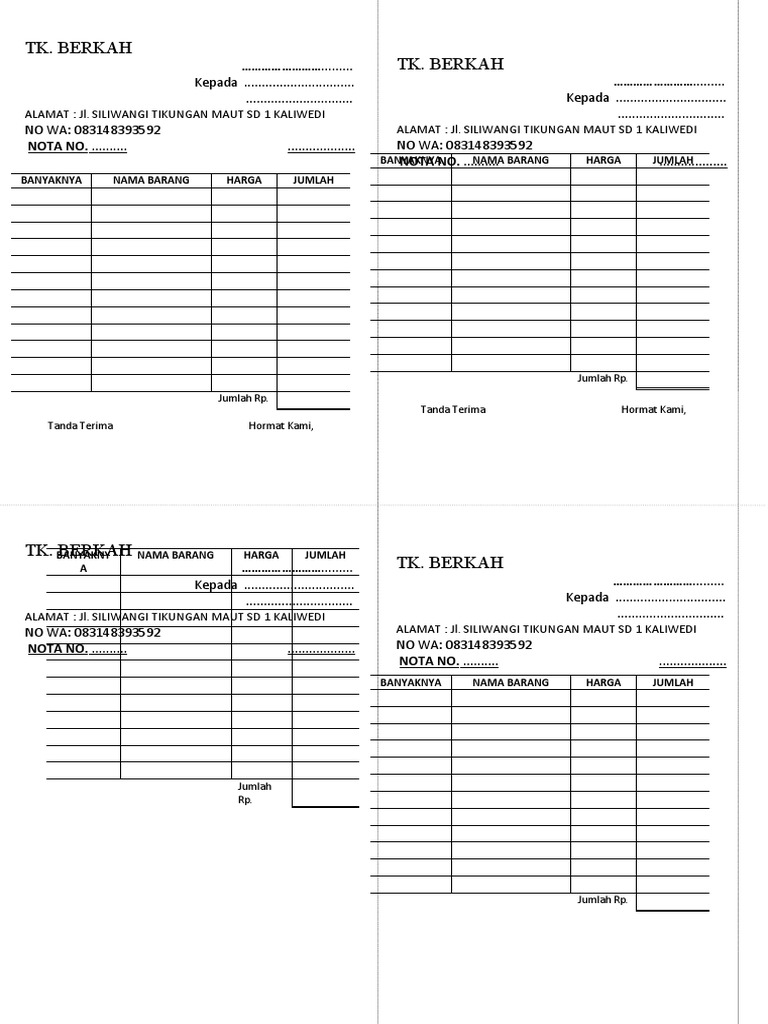 Nota TK Berkah | PDF