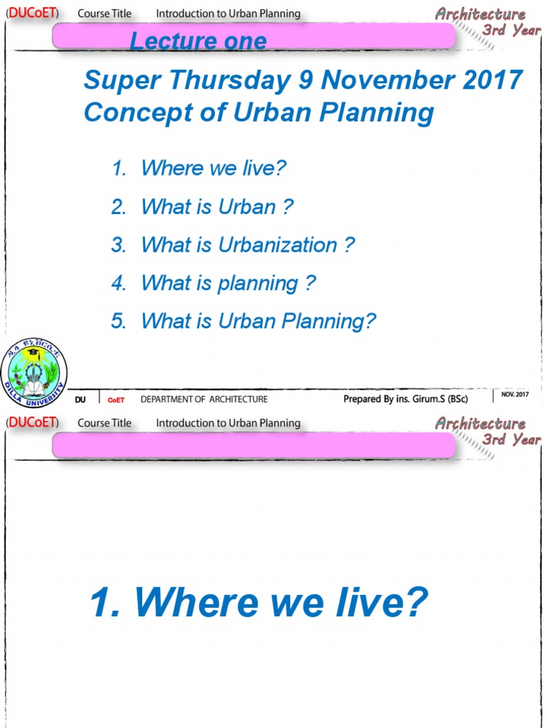 Lecture 1 Pdf Urbanization City