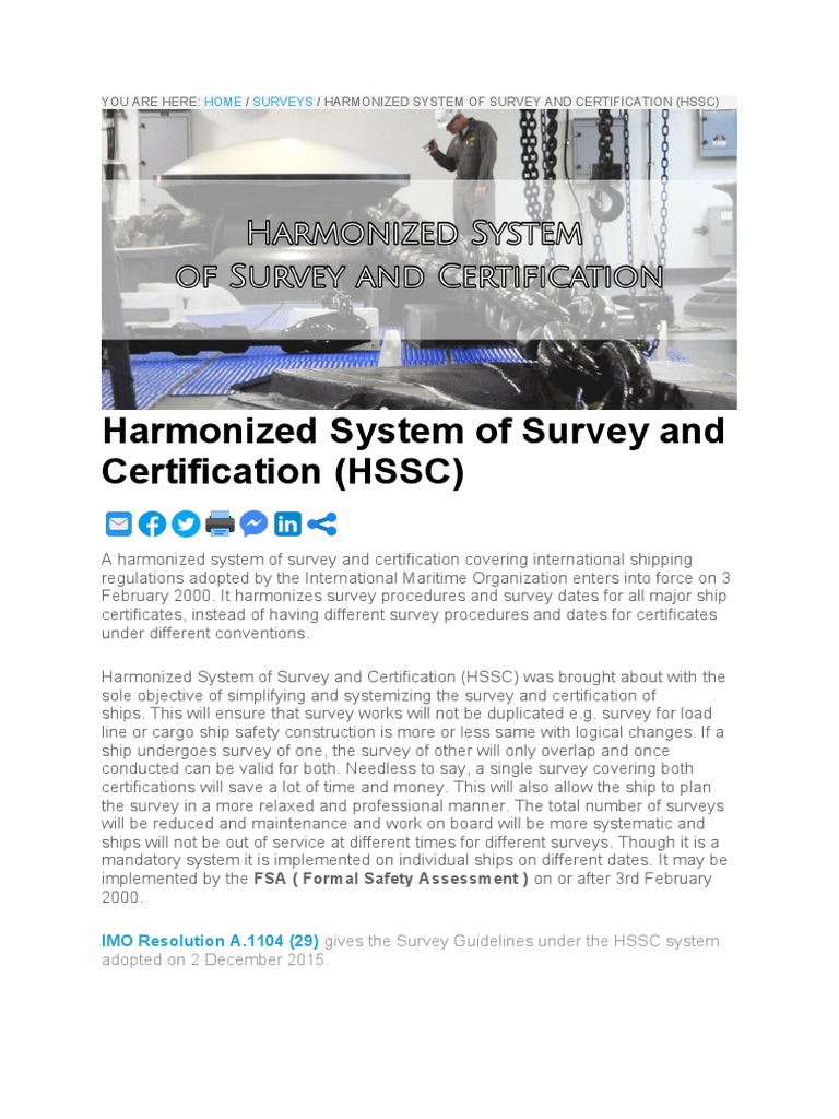 Harmonized System of Survey and Certification (HSSC) | PDF | Ships