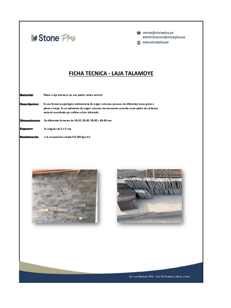 Ficha Tecnica - Laja Talamoye | PDF