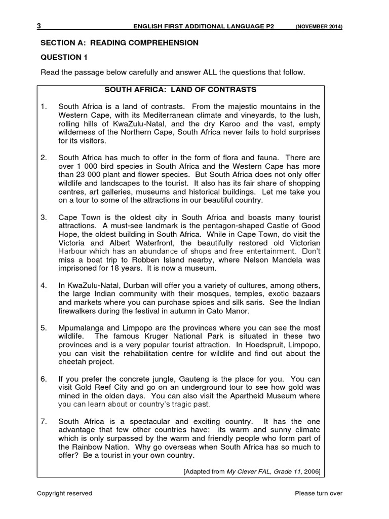 Multiple Comprehension Passages | PDF | South Africa | Crimes