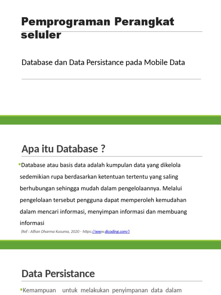 Pertemuan 5 Database Dan Data Persistance Pada Mobile Data | PDF