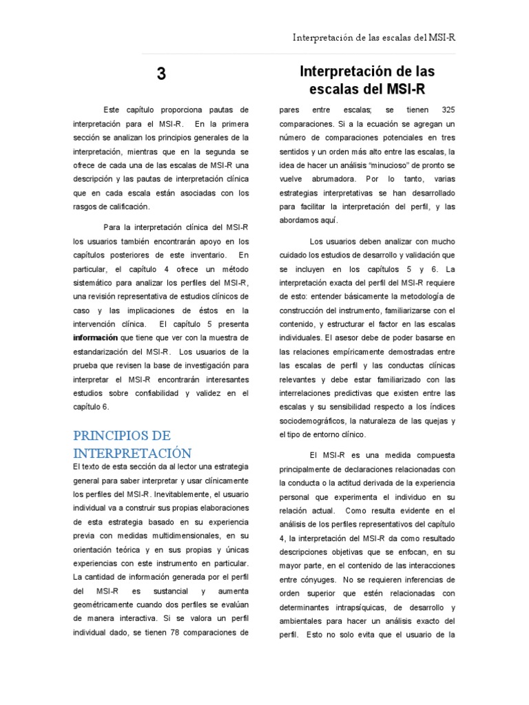 Escalas Del Msi-R | PDF | Ansiedad | Experiencia