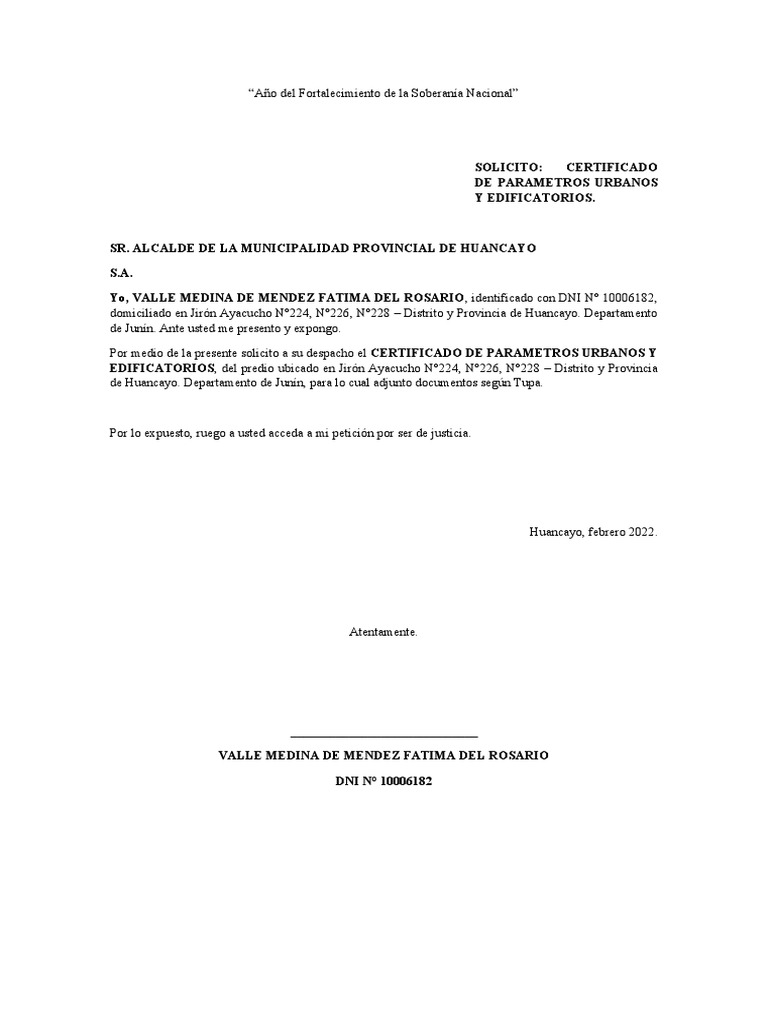 Solicito Certificado Alineamiento Vial | PDF Solicito Certificado Alineamiento Vial | PDF