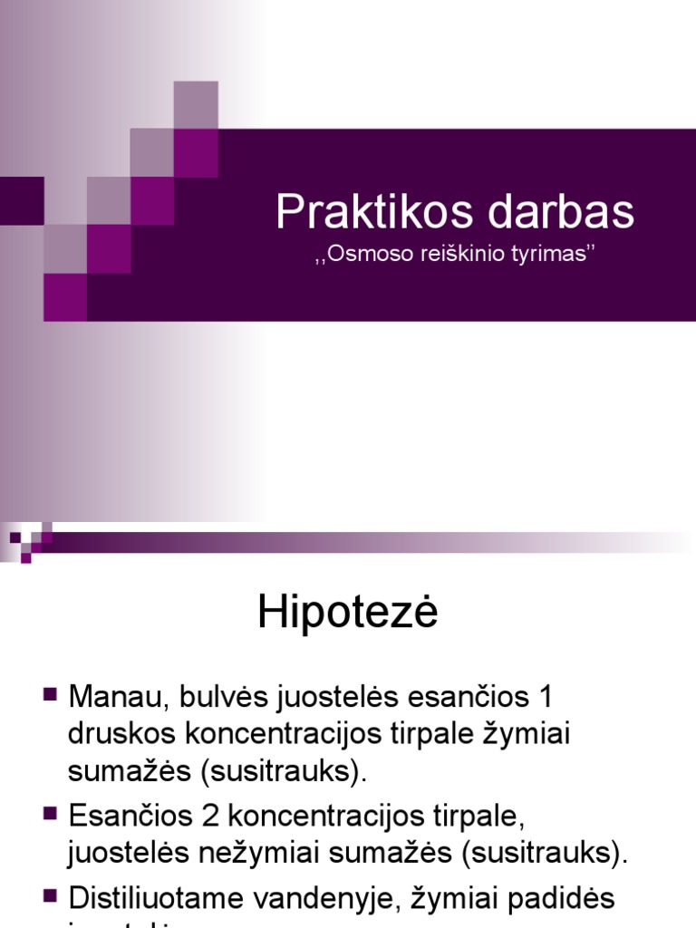 Praktikos Darbas Osmosas | PDF