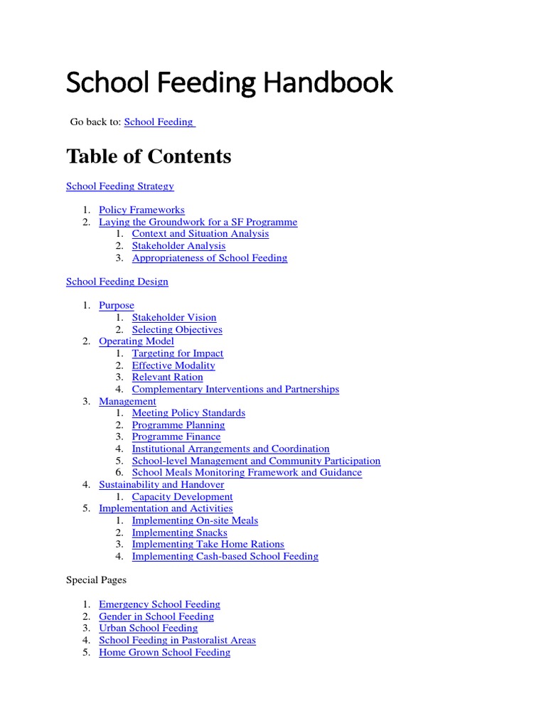 School Feeding Manual | PDF | World Food Programme | Millennium ...