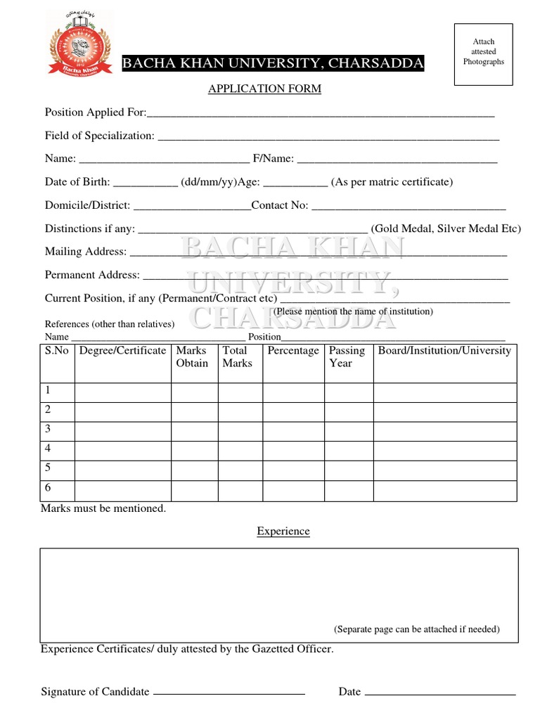 Job Application Form For BPS 1 16 | PDF