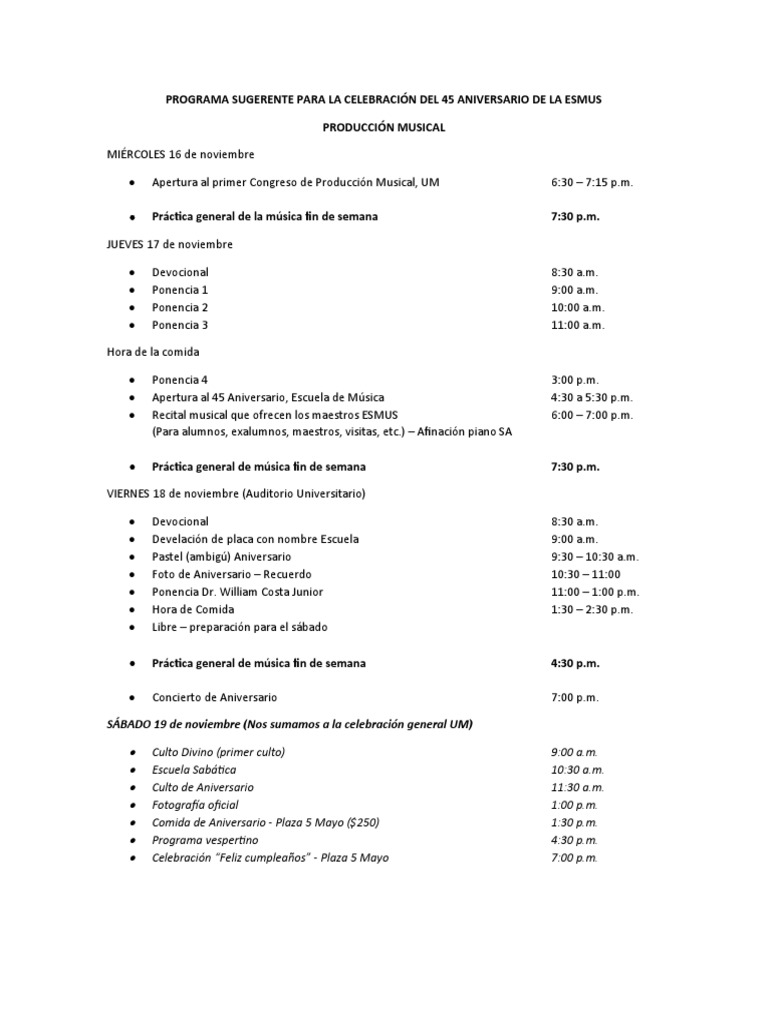 45 Aniversario de La Esmus | PDF