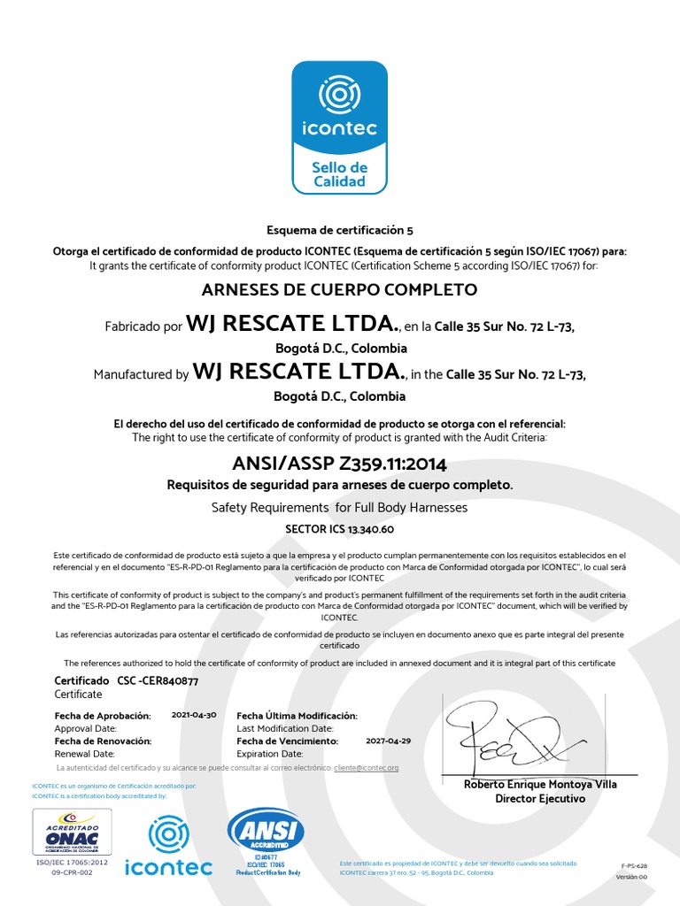 Ansi Z359.11 | PDF | Hierro | Acero