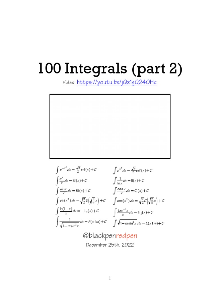 100 Integrals Part 2 | PDF