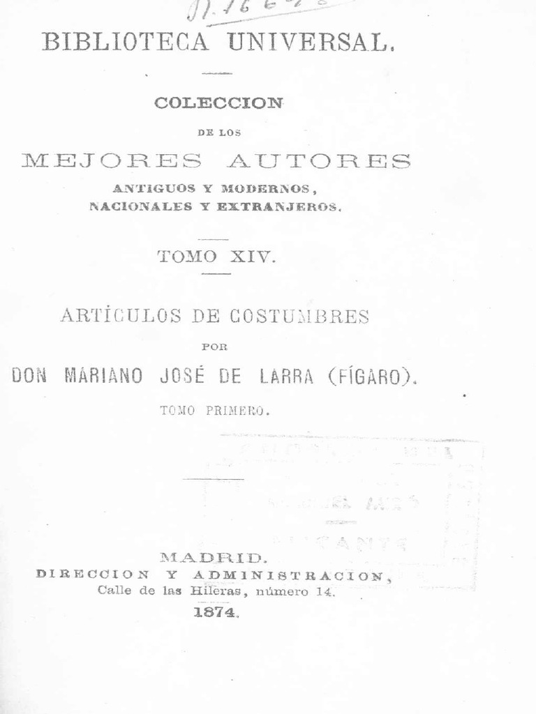 Larra Artículos de Costumbres I | PDF