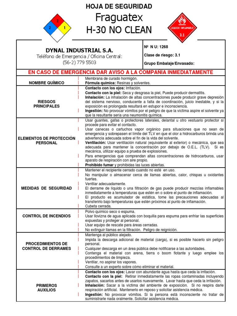 Fraguatex H 30 No Clean | PDF | Agua | Química