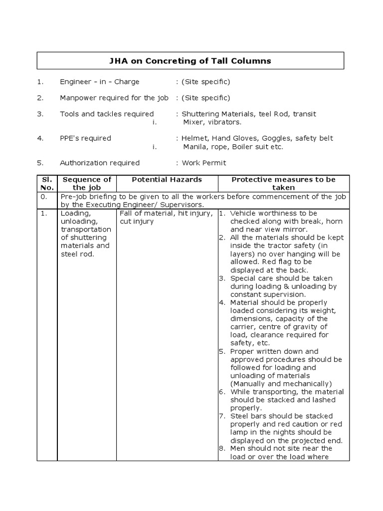 Multiple JSA in Excel File | PDF | Personal Protective Equipment ...