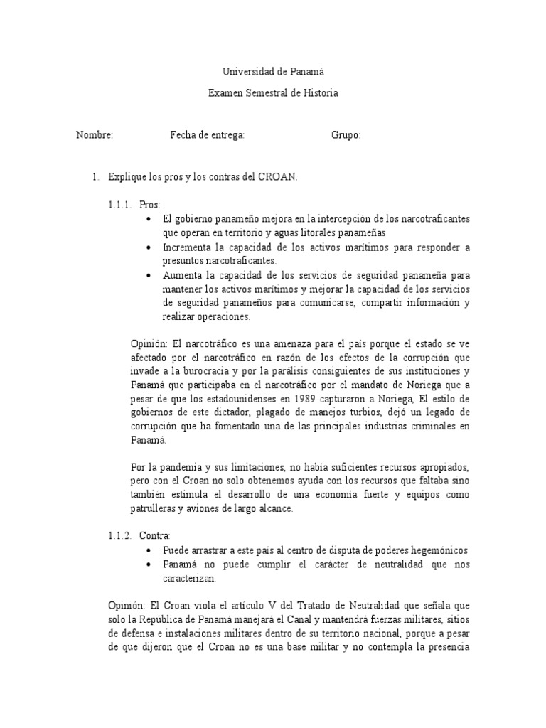 Preguntas y Analisis Sobre El CROAN | PDF | Panamá | Gobierno