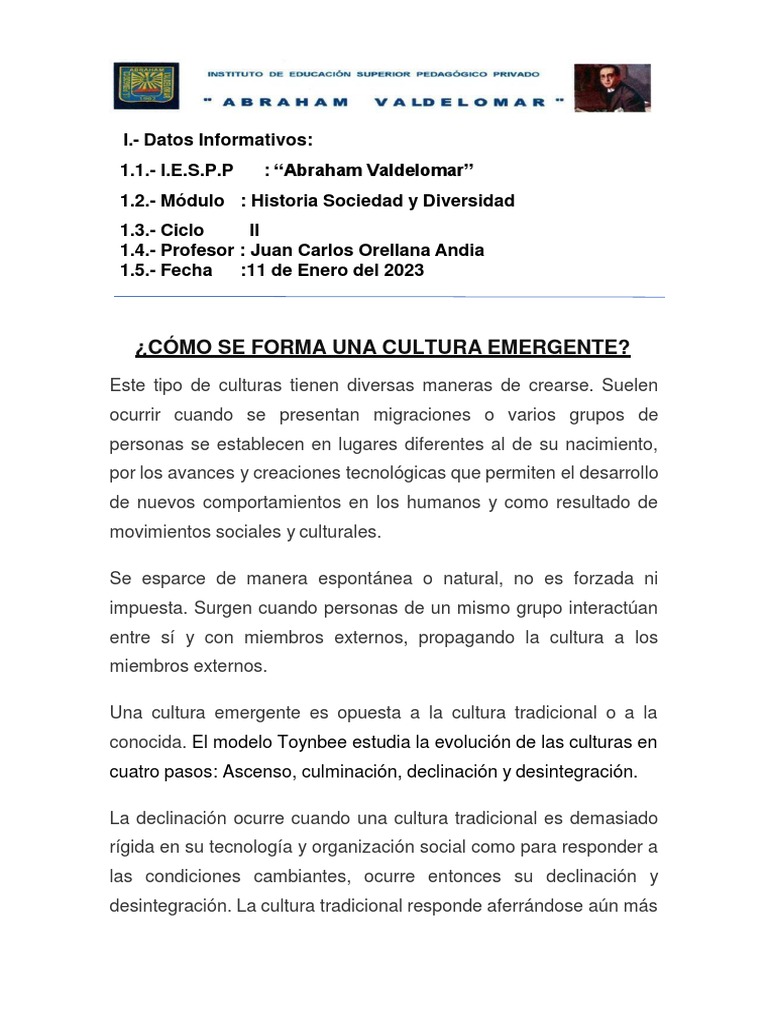 Como Se Forma Una Cultura Emergente 11-01-23 | PDF | Sociedad ...