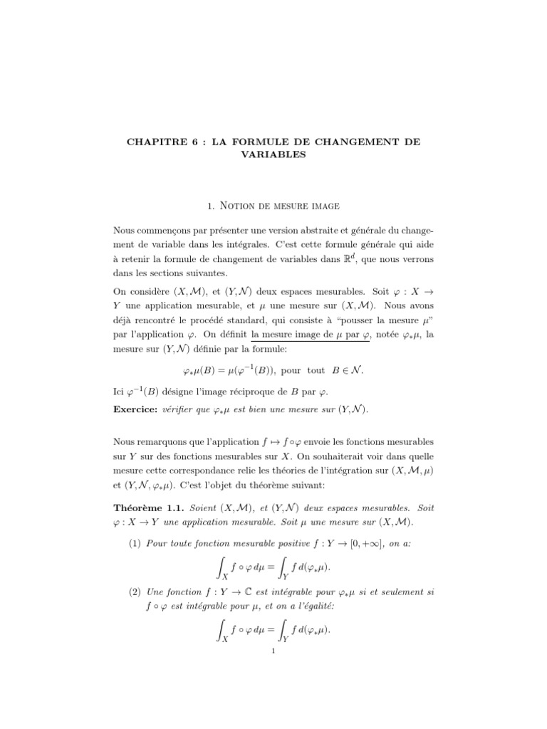 Changement de variables en intégration | PDF | Intégral | Matrice ...