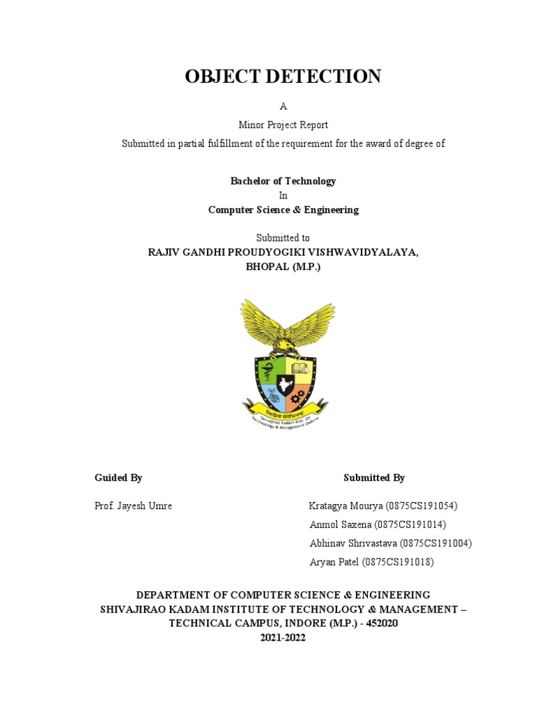 Minor Project Report File | PDF | Computer Vision | Artificial Intelligence