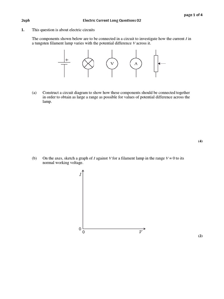 Electric Current Long Questions 02 | PDF | Voltage | Series And ...
