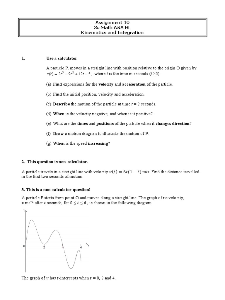 Kinematics & Integration Assignment | PDF | Velocity | Kinematics