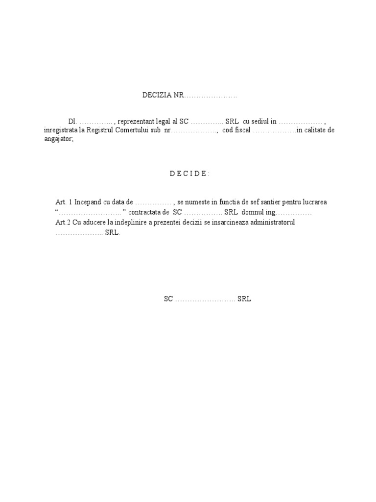 Decizie Sef Santier | PDF