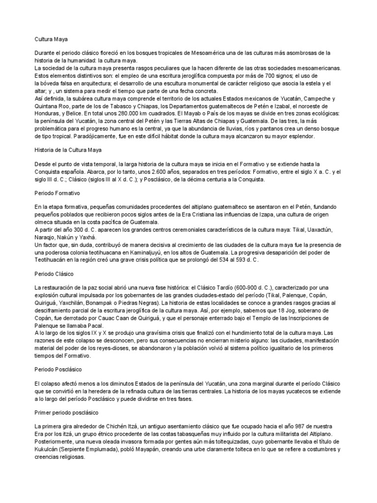 Cultura Maya | PDF | Civilización maya | Mesoamérica
