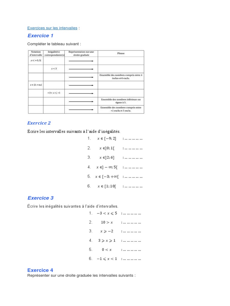 Exercices Sur Les Intervalles | PDF