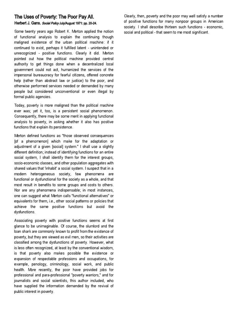 Uses of Poverty | PDF