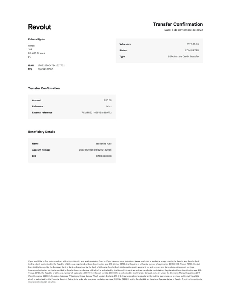 Transfer Confirmation | PDF | Banks | Insurance