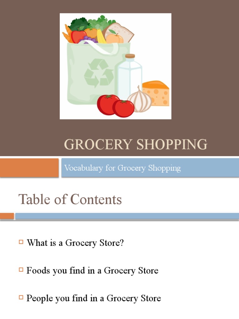Vocabulary For Grocery Shopping | PDF | Grocery Store | Foods