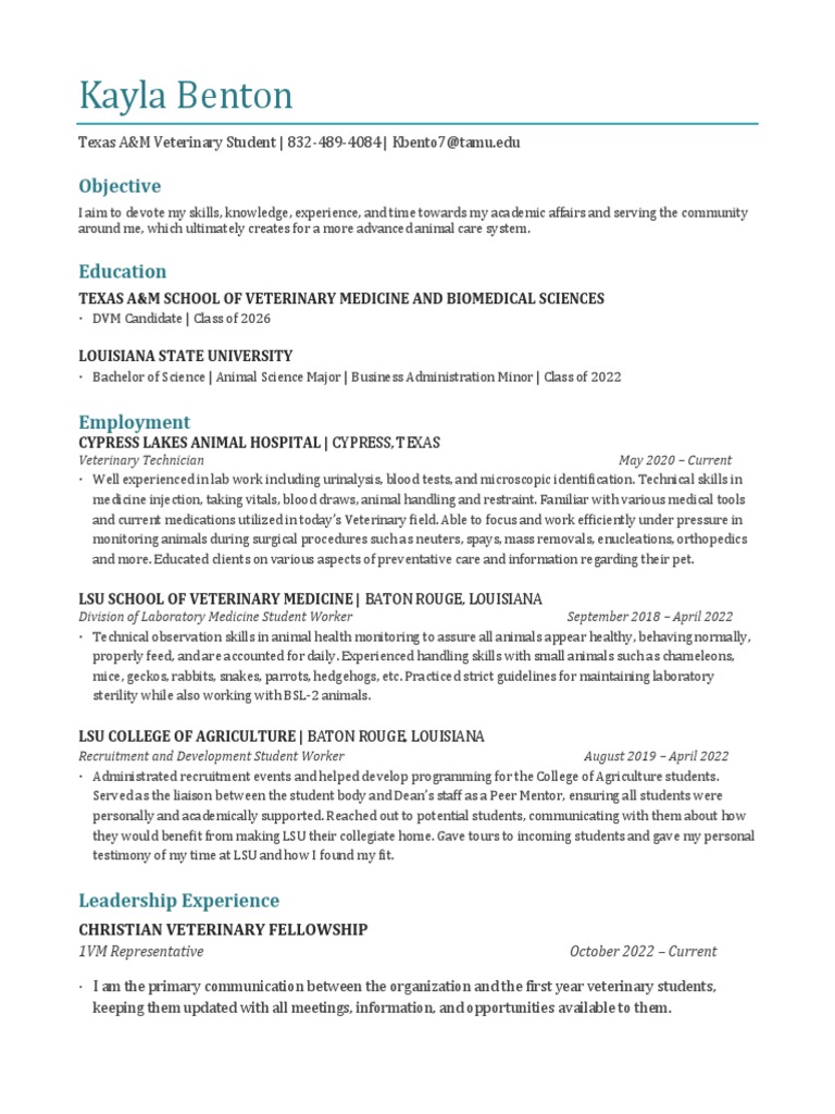 Aspiring Vet's Journey & Achievements | PDF | Veterinary Medicine ...