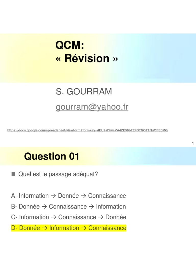 QCM Intro SI CORR | PDF