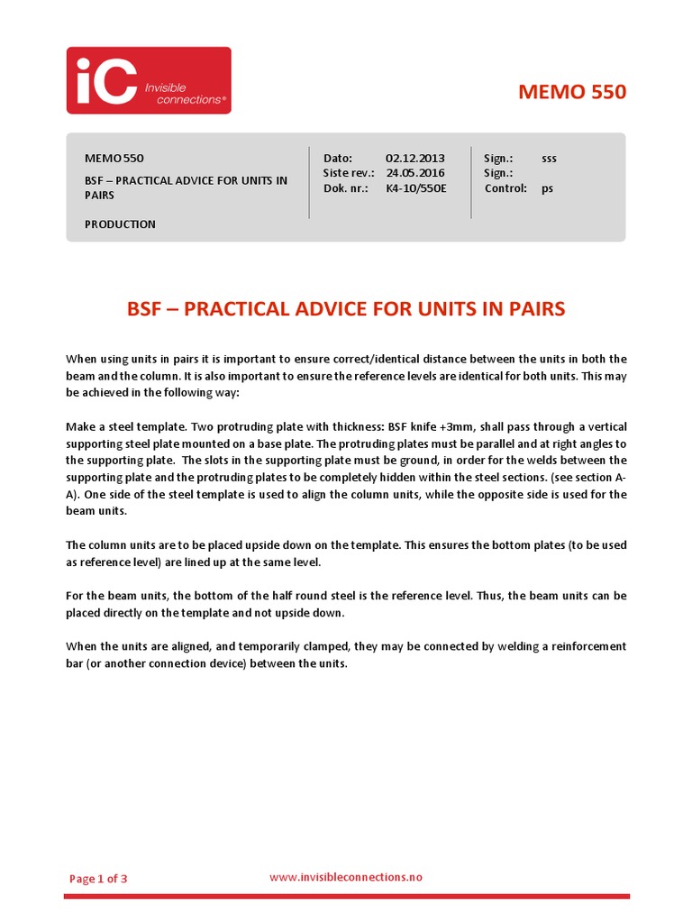 Memo 550 BSF Practical Advice For Units in Pairs | PDF | Mechanical ...