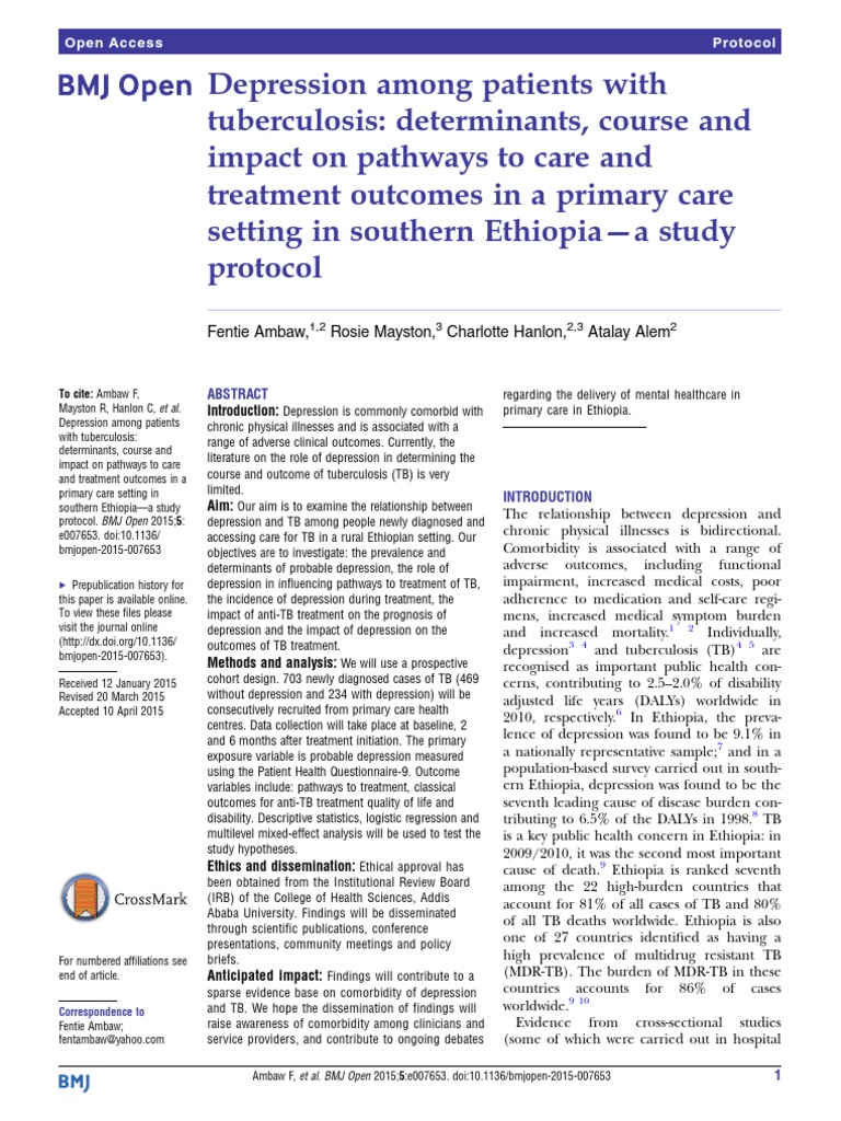 Ambaw F. Depression Among Patients With TB | PDF