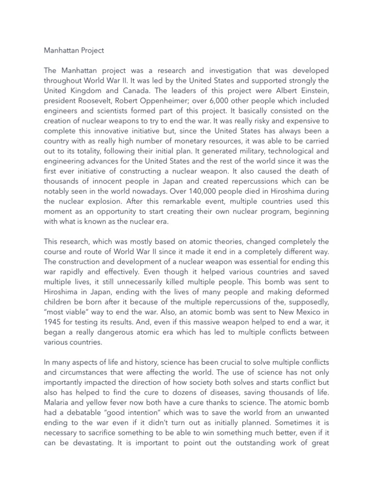 Manhattan Project - Sofía Prada | PDF | Nuclear Weapons | Manhattan Project