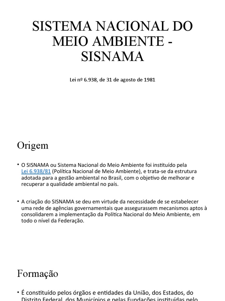Sistema Nacional Do Meio Ambiente - Sisnama | PDF | Governo