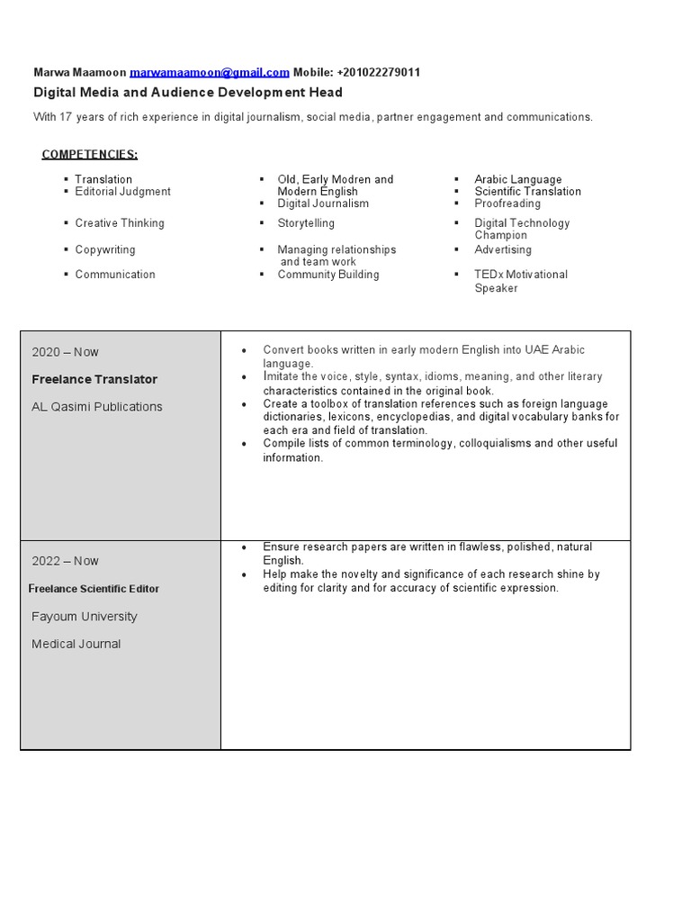 Marwa Maamoon CV | PDF | Social Media | Popular Culture & Media Studies