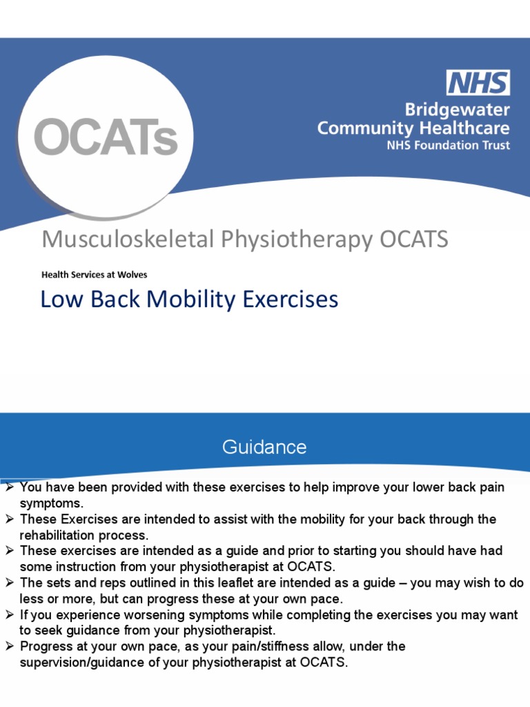 Lower Back Range of Motion Exercises Patient Advice Sheet | Download ...