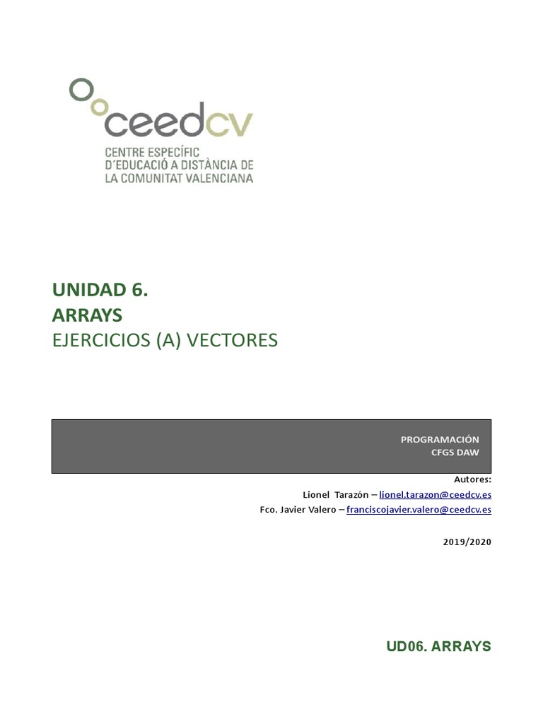 Ud6 Ejercicios A Vectores | PDF | Estructura de datos de matriz | Informática