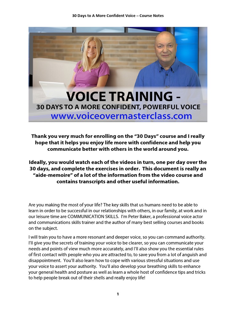 30 Days to a More Confident Voice: A Comprehensive Guide to Improving ...