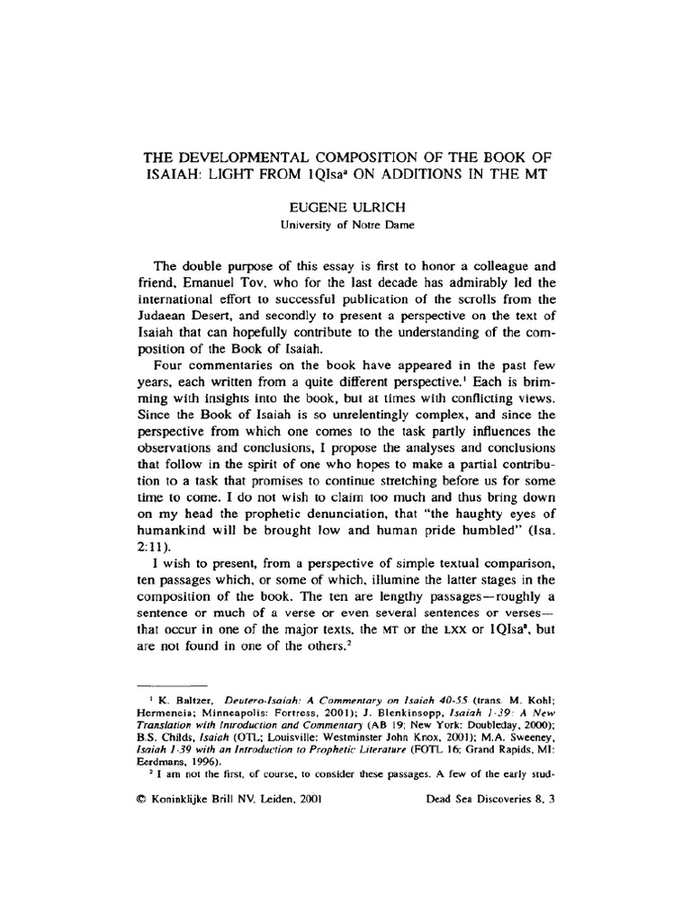 Eugene Ulrich - The Developmental Composition of The Book of Isaiah ...