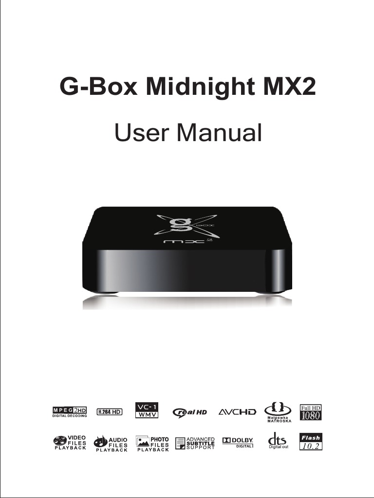 G-Box Midnight MX2: User Manual | Download Free PDF | Hdmi | Adobe Flash