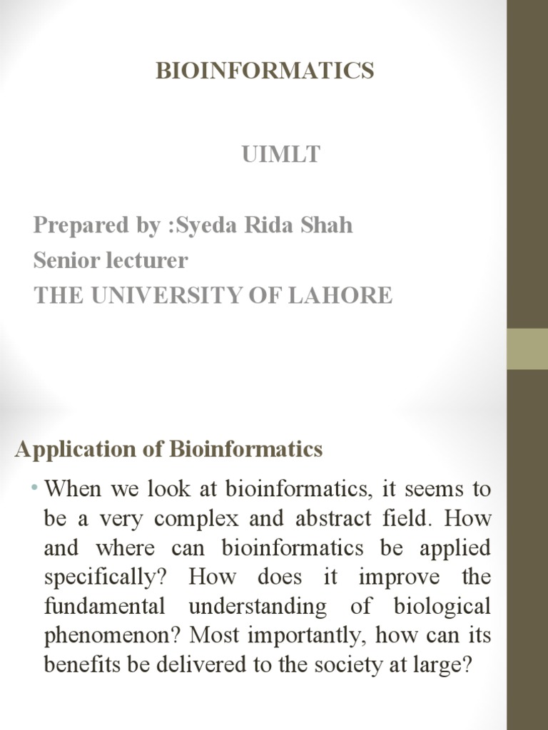 Applications of Bioinformatics | PDF | Bioinformatics | Proteins