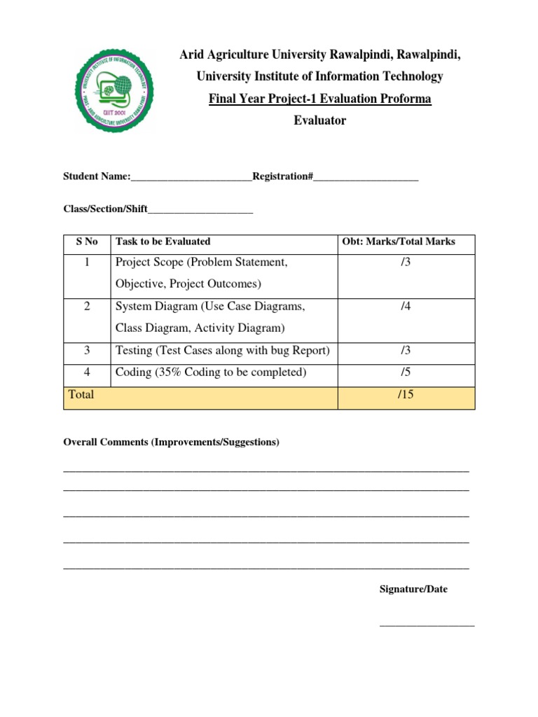 Evaluating a Final Year Student Project at Arid Agriculture University ...