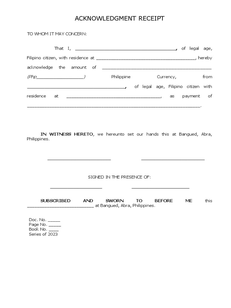 Acknowledgement Receipt - Form | PDF