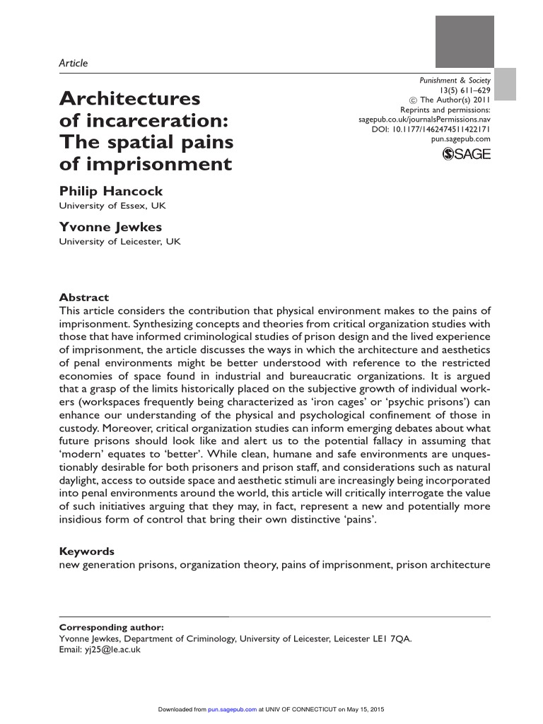 Architectures of Incarceration The Spatial Pains of Imprisonment Hancock2011 | PDF | Prison