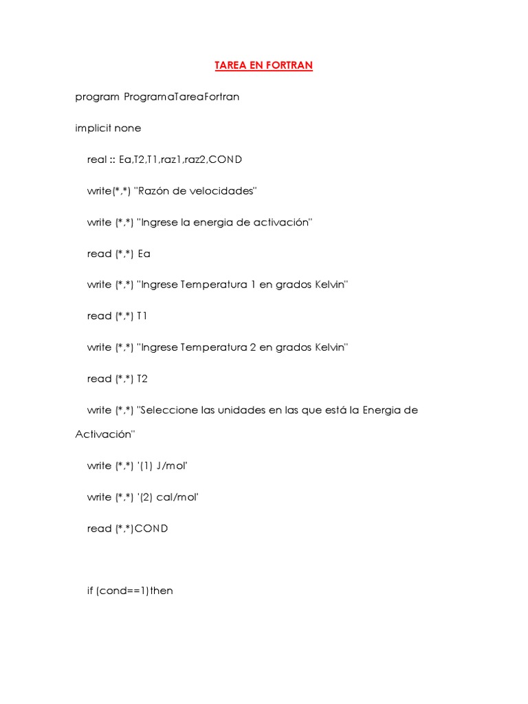 TAREA EN FORTRAN (1) S | PDF