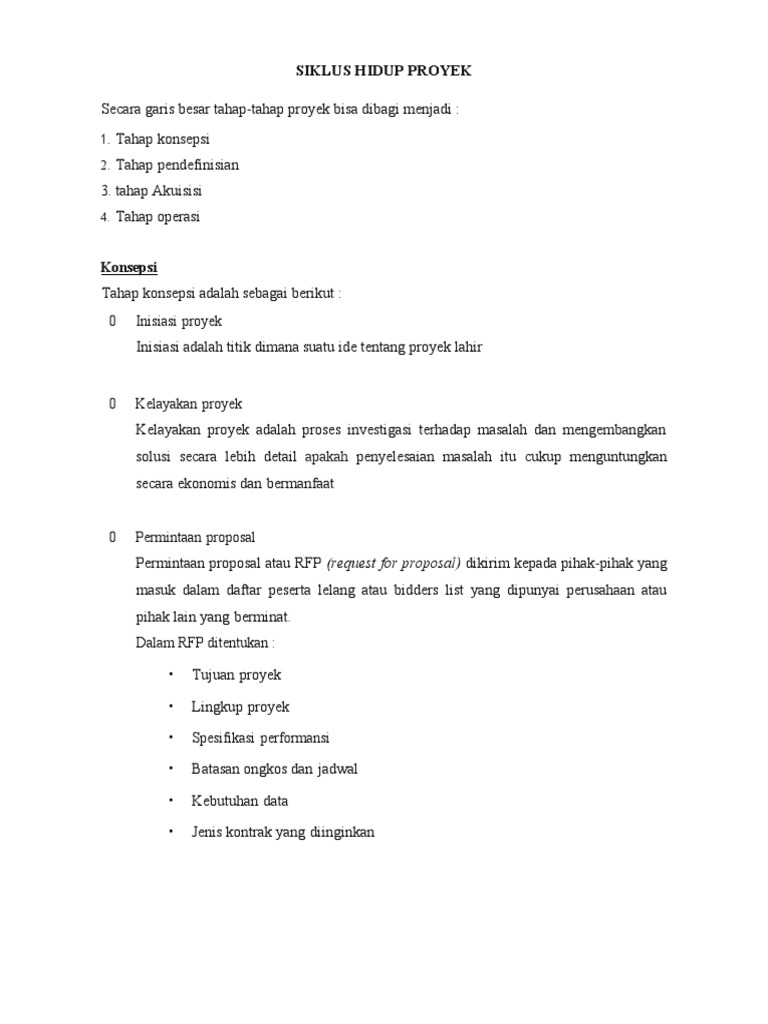Siklus Hidup Proyek Pdf 