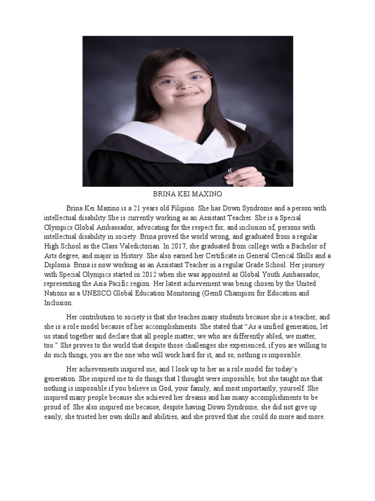 Inspiring Journey of Brina Kei Maxino | PDF | Teachers | Disability