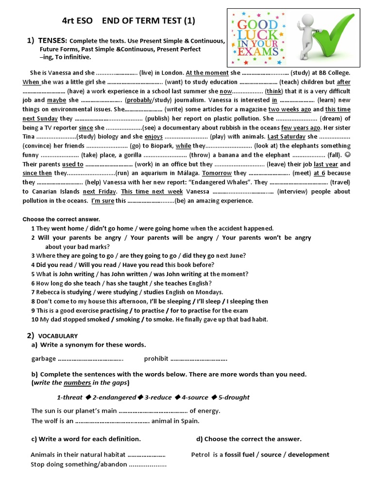 Esquema Exam 4rt Eso (Unit 1) 2022 23 | PDF