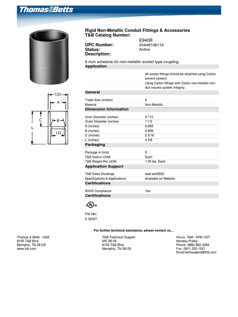 6" Non-Metallic Conduit Coupling | PDF